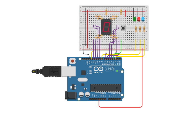 Circuit design partida estrela triângulo com visor de 7 segmentos ...