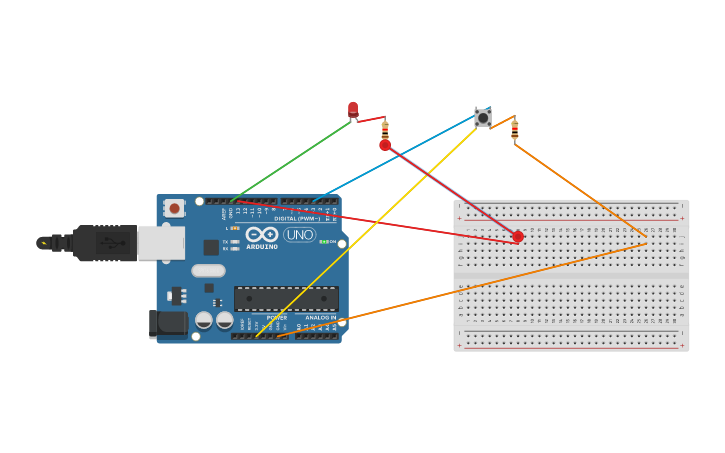 Circuit design Button Click On Off - Tinkercad