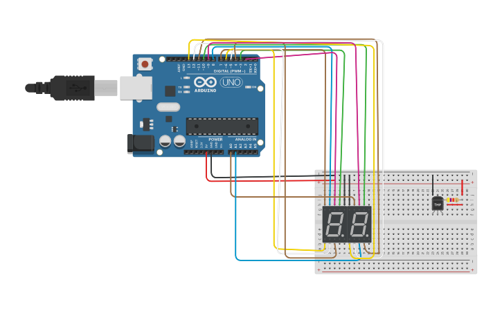 Circuit design Thermometer - Tinkercad