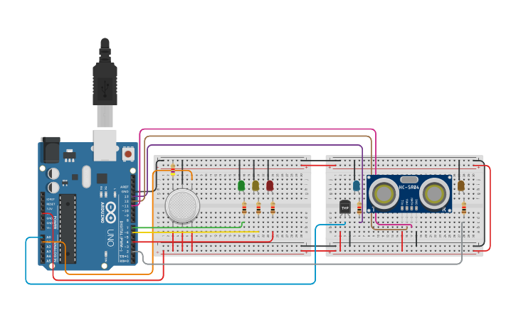 Circuit Design Sensor Gas Tanque Tinkercad