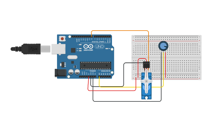Circuit design Servo Motor - Tinkercad