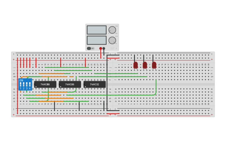 Circuit design 2 bit adder - Tinkercad