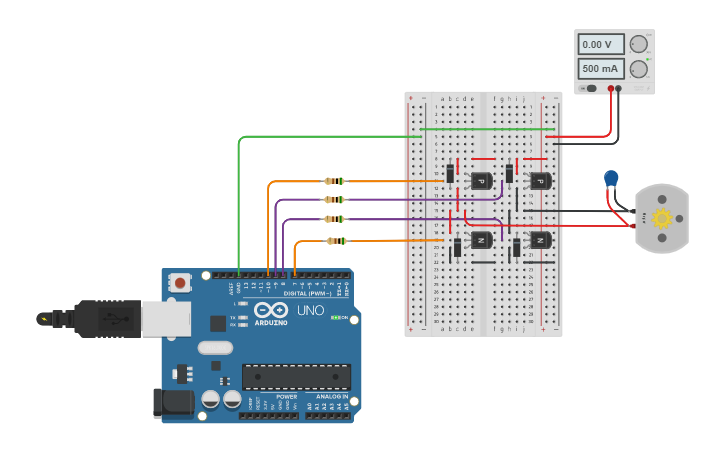 Circuit design Transitor H-bridge | Tinkercad