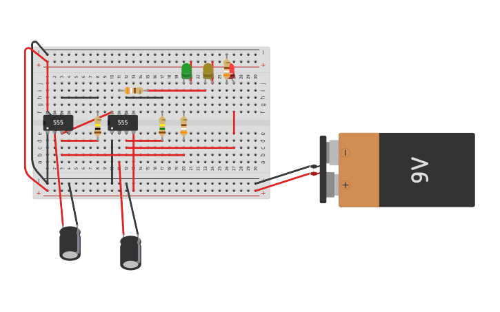 Circuit design Case 2 - Semáforo sem Arduino - Tinkercad