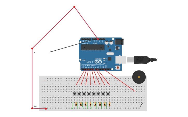 Circuit design piano - Tinkercad