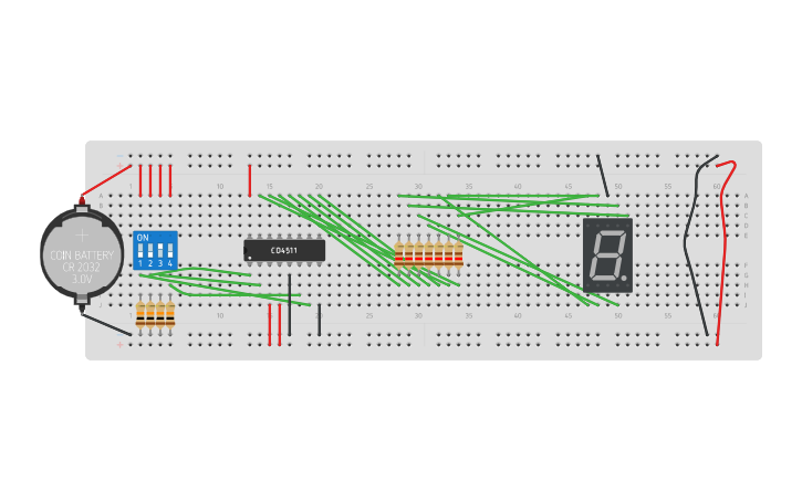 Circuit design Display BCD code - Tinkercad