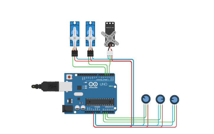 Circuit design Aufgabe 2 Arduino Uno-Servo - Tinkercad