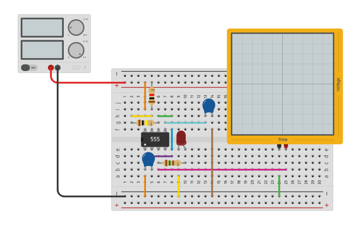 Circuit design 555 Astable Multivibrator - Tinkercad