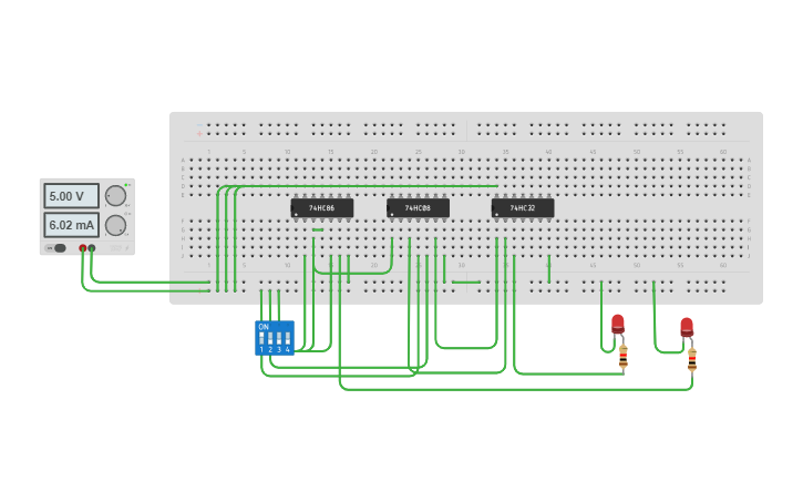 Circuit design Full adder - Tinkercad