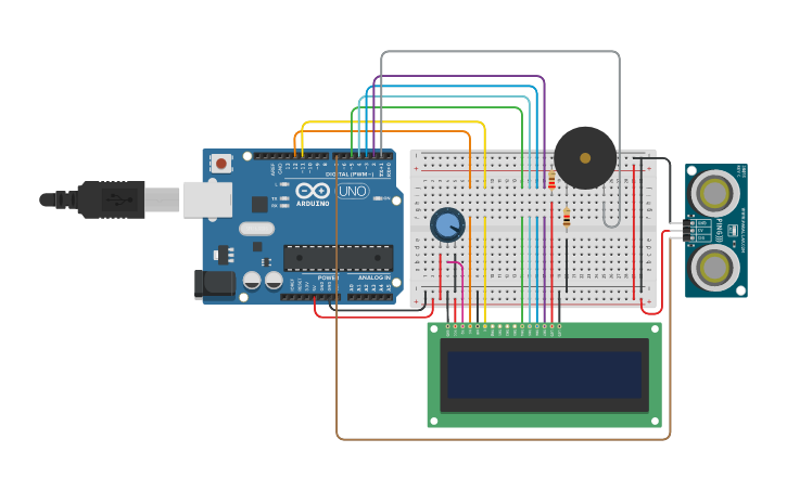 Circuit Design Control Ping Sensor Using Arduino With Lcd Indika Ik2a Tinkercad 