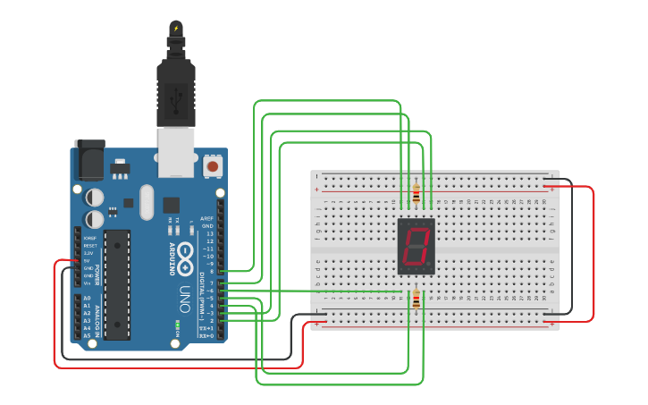 Circuit Design 7 Segment Display Tinkercad