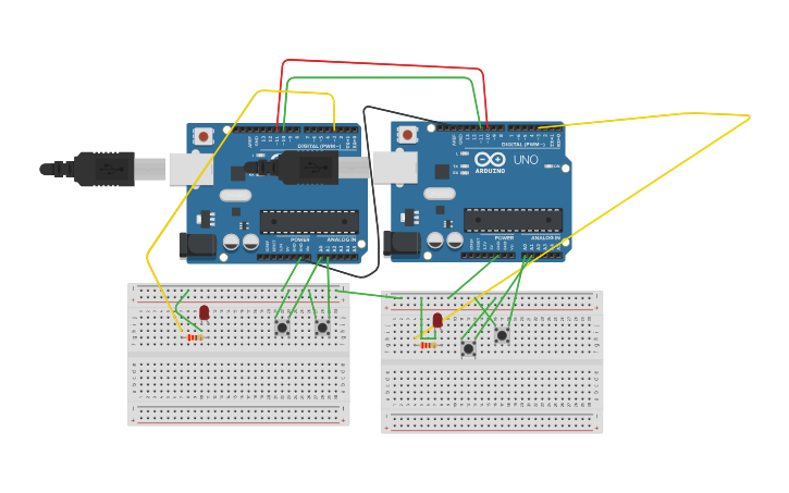 Circuit Design Communication 2 Arduinos Tinkercad
