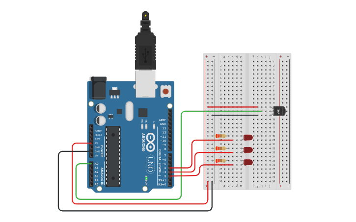 Circuit design Temperature Sensor - Tinkercad