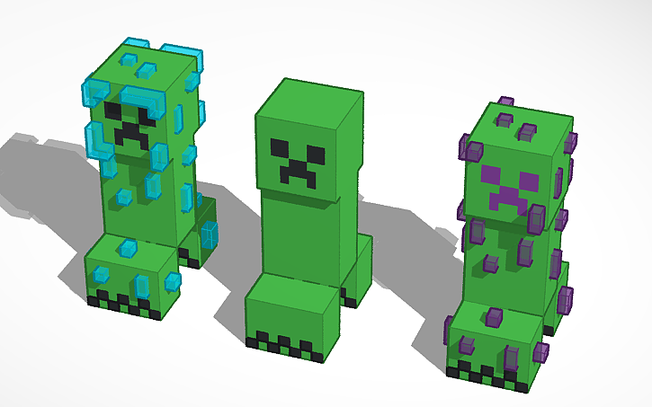 3D design Charged creeper, creeper and enchanted creeper - Tinkercad