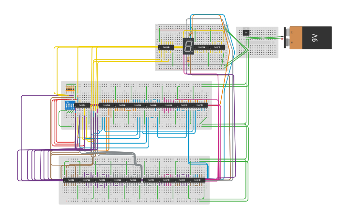 Circuit design Binary to hexadecimal - Tinkercad