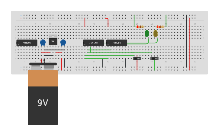 Circuit design MEIO SOMADOR - Tinkercad