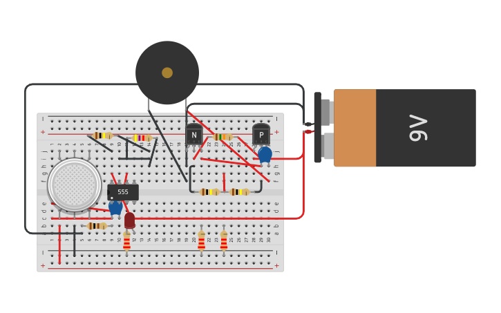 Circuit design Gas Detector - Tinkercad