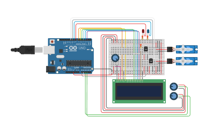 Circuit design HVAC Starter | Tinkercad