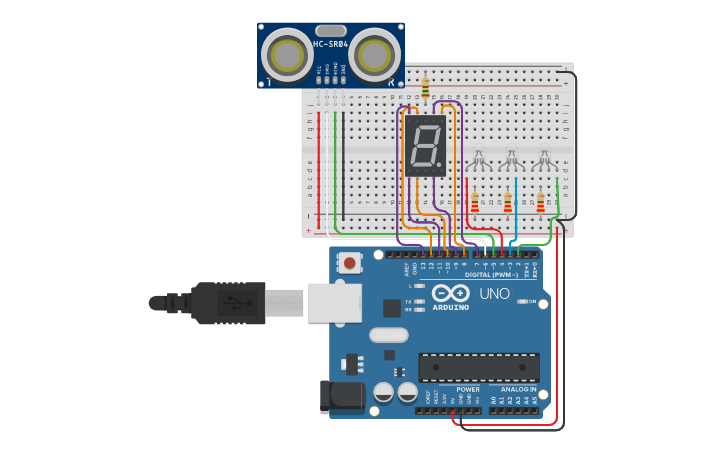 Circuit design Sensor de proximidad | Tinkercad Circuit design Sensor de proximidad | Tinkercad