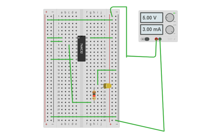 Circuit design CKT 5 To verify OR GATE - Tinkercad