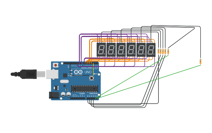 Circuit design Copy of Copy of 6-Digit 7-Segment Display Clock - Tinkercad