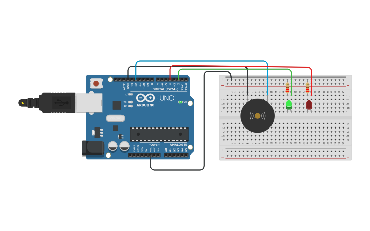 Circuit design Semáforo de Pedestre sonoro | Tinkercad