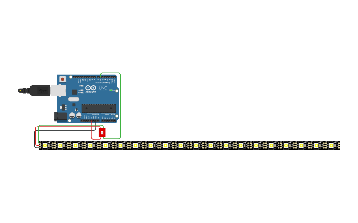 Circuit design LED strip - Tinkercad