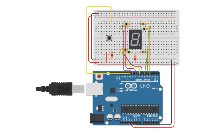 Circuit design Number machine - Tinkercad