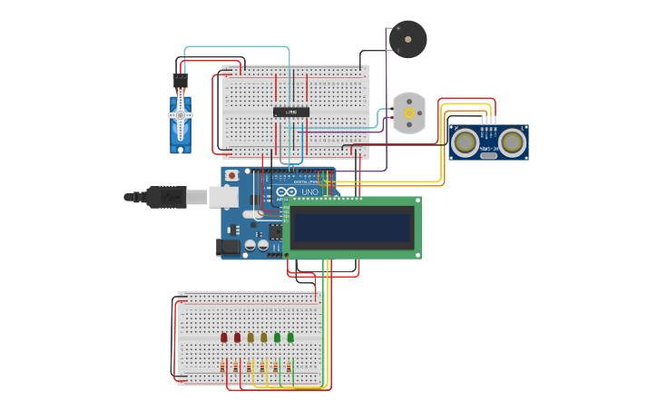 Circuit design Water Level Control - Tinkercad