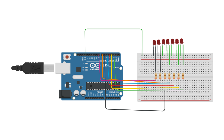 Circuit design 7li Led Devresi | Tinkercad