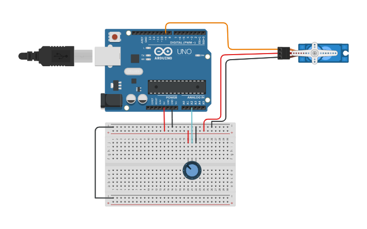 Circuit Design Lab 12 3 Control Servo With Potentiometer Tinkercad