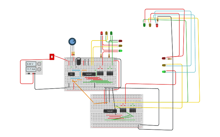 Circuit Design 4 Way Traffic Light Tinkercad