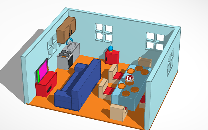 3D design LivingRoom - Tinkercad