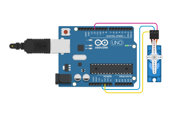 Circuit design Programa servo en Arduino 12D Daniel Santos | Tinkercad