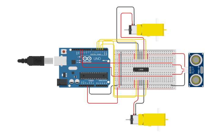 Circuit design obstacles removing robot - Tinkercad Circuit design obstacles removing robot - Tinkercad