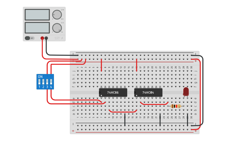 Circuit design XNOR Gate | Tinkercad