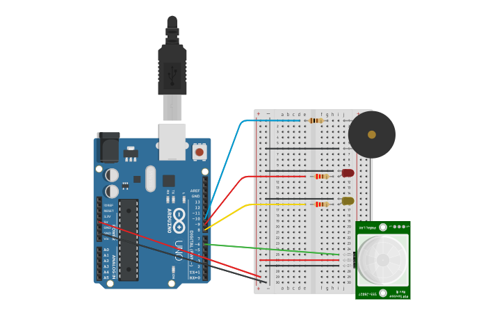 Circuit design ALARMA | Tinkercad