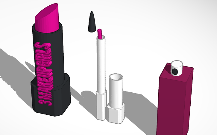 3D design 3 makeup girls | Tinkercad