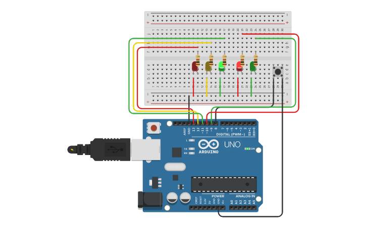 Circuit design Sygnalizacja świetlna | Tinkercad