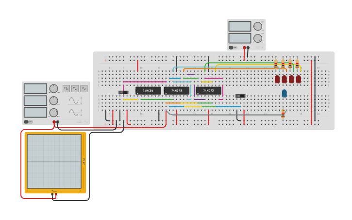 Circuit design SISO and SIPO shift register | Tinkercad