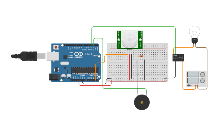 Circuit design PIR Sensor - Arduino UNO - Tinkercad