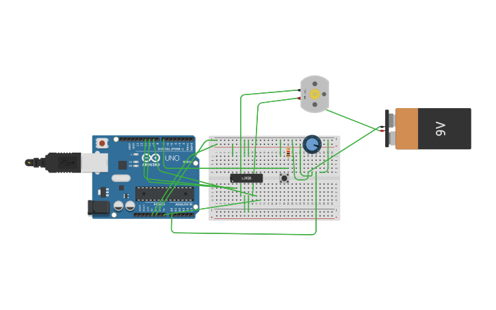 Circuit design DC Motor Hız ve Yön Kontrolü | Tinkercad