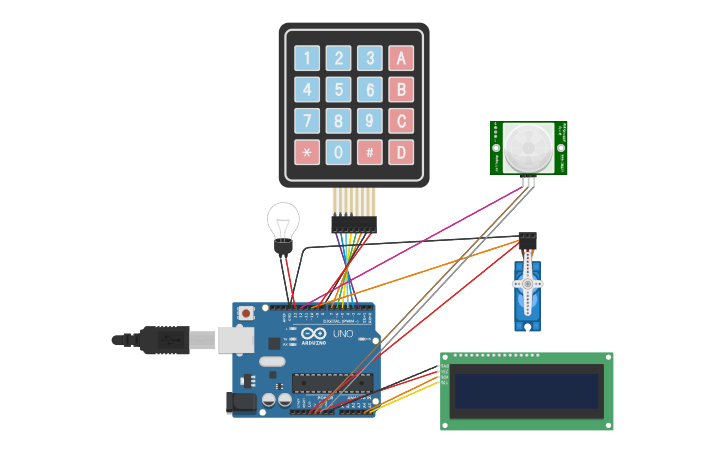 Circuit design pir lcd great lock - Tinkercad