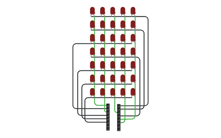 Circuit design LED Matrix 5x7 - Tinkercad