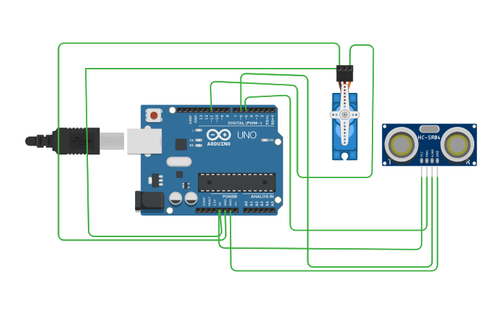 Circuit design Smart Dustbin - Tinkercad