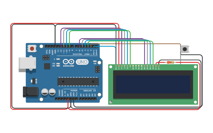 Circuit design an Arduino LCD Game | Tinkercad