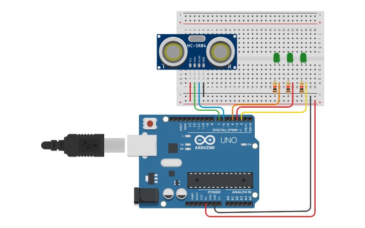 Circuit design Sensor + Led - Tinkercad