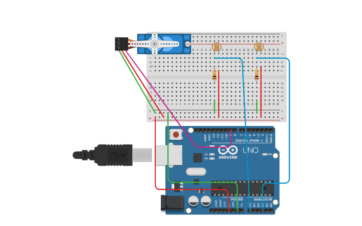 Circuit design Project #29 Arduino Sunflower - Tinkercad