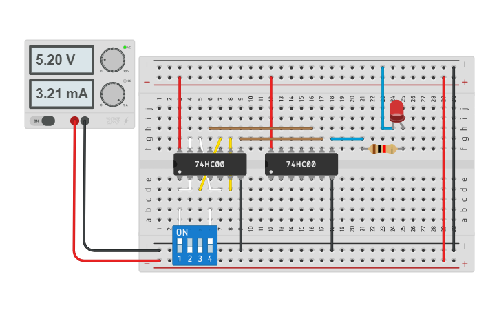 Circuit design EX-nor using nand | Tinkercad