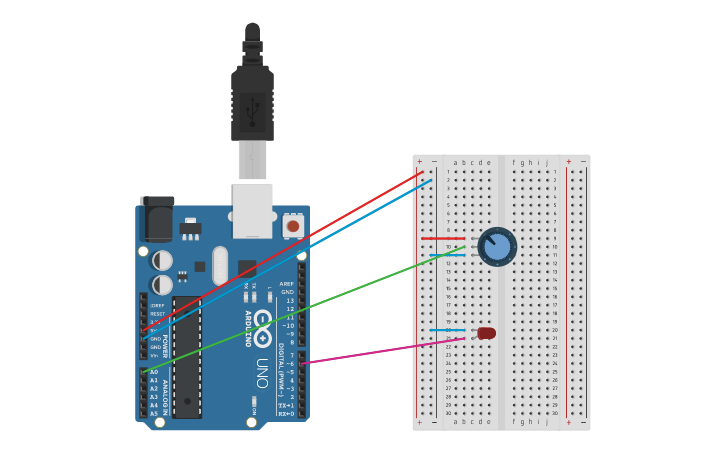 Circuit Design Potenciometro Tinkercad